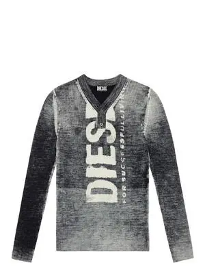 DIESEL® Katullus" Printed Long-sleeve Wool Jumper - Black