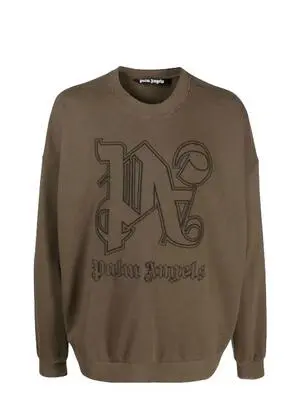 Palm Angels Monogrammed Crewneck Sweatshirt - Brown
