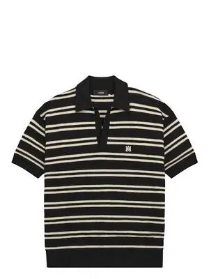 Amiri Ma Stripe Short Sleeve Polo Shirt - Black