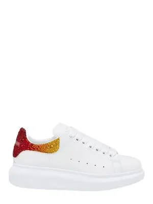 Alexander McQueen Oversized Sneakers With Crystal Embellishment - White/orange