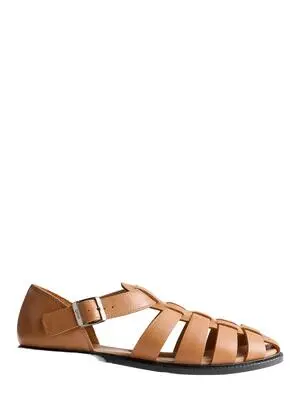 Quince Calfskin Leather Fisherman Sandal - Peanut