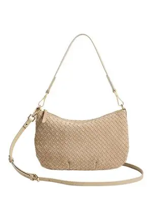 Quince Sloane Suede Handwoven Mini Shoulder Bag Sand
