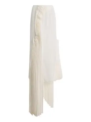 Tove Perle Pleated Silk Midi Skirt - Ivory