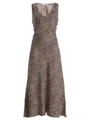 Asceno Provence Silk Maxi Dress - Brown