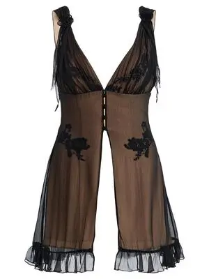 MIRROR PALAIS Silk Chiffon And Lace Mini Dress - Black