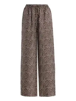 Asceno Aurelia Silk Wide-leg Printed Trousers - Brown