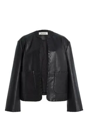 RÓHE Blanket-stitched Leather Jacket - Black