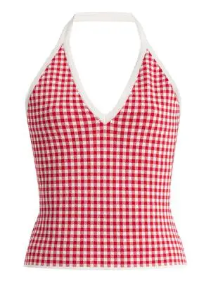 Posse Micah Gingham Knit Halter Top - Red