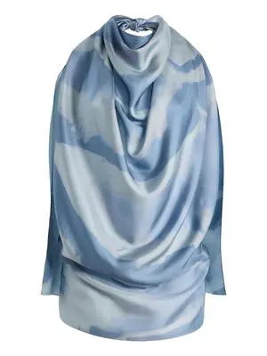 KALLMEYER KALLMEYER Exclusive Silk Scarf Top With Draping And Side Panels