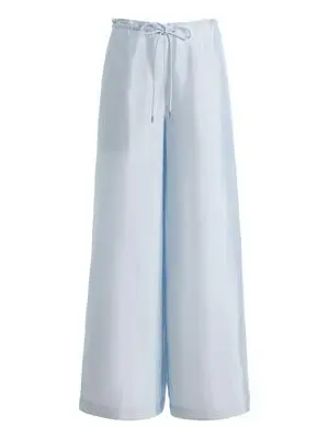 KALLMEYER Wesley Drawstring Crepe Wide-leg Pants - Blue