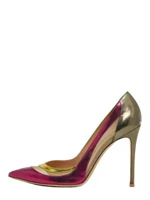 GIANVITO ROSSI Paneled Pointed-toe Heeled Pumps - Pink
