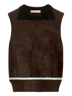 Marni Marni Logo Embroidered Knitted Top Brown