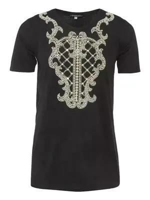 Balmain Pearl-embellished Jersey T-shirt - Black