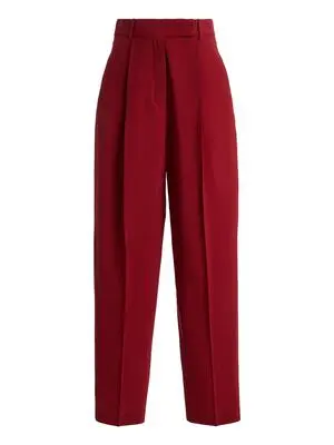 RÓHE Daria Pleated Wool Tape Trousers - Red