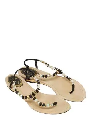 Rene Caovilla Embellished Thong Flat Sandals - Neutrals