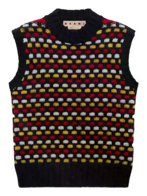 Marni Jacquard Shetland Wool Vest - Blue