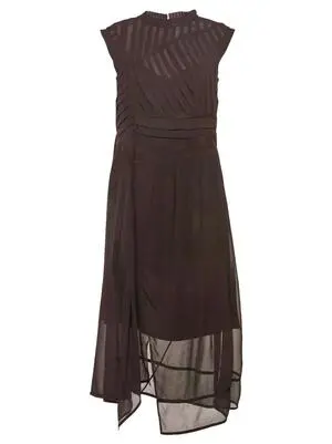 ALLSAINTS Pleated Detail Midi Dress - Brown
