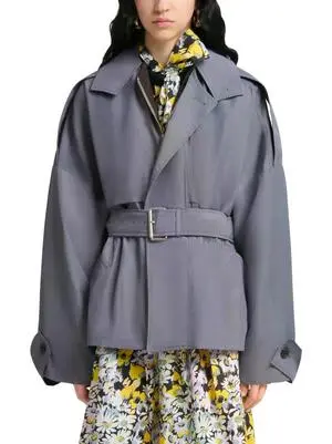 Marni Grey Nylon Blouson With Belt - Blue