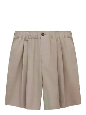 Marni Grey Canvas Double-pleat Shorts - Neutrals
