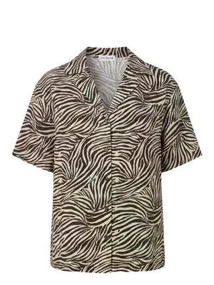 NICHOLAS Sonora Zebra Print Cropped Shirt - Brown