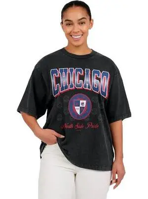 WEAR BY ERIN ANDREWS Chicago Cubs Oversized Boyfriend T-shirt - Black