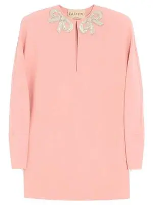 Valentino Garavani Silk Bow-embellished Mini Dress - Pink