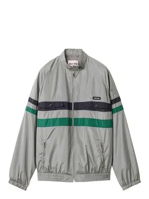 Miu Miu Miu Miu Technical Silk Stripe Zip-Up Track Jacket Grey