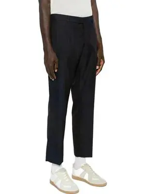 ALLSAINTS Howling Pinstriped Wool Blend Trousers - Blue