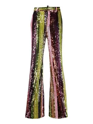 Dsquared2 Striped Sequin Flared Trousers - Orange