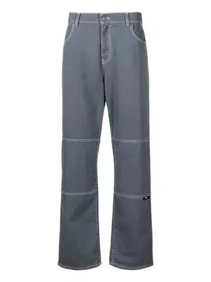 MSGM Logo Print Straight-leg Trousers - Grey