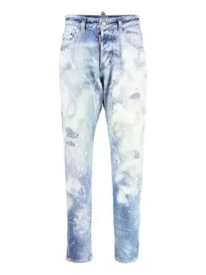 Dsquared2 Paint Splatter Tapered Jeans - Blue