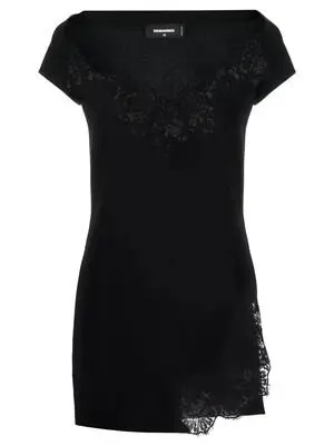 Dsquared2 Floral Lace Sheath Minidress - Black