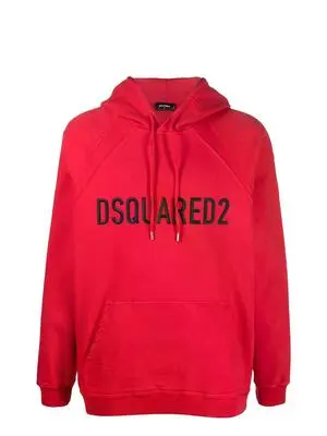 Dsquared2 Raised-logo Drawstring Hoodie - Red