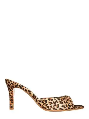 GINISSIMA Vicky Leopard Print Satin Clogs - Black