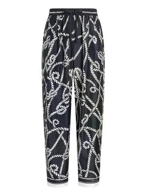 Dolce & Gabbana Marina Print Silk Twill Vanity Trousers - Blue