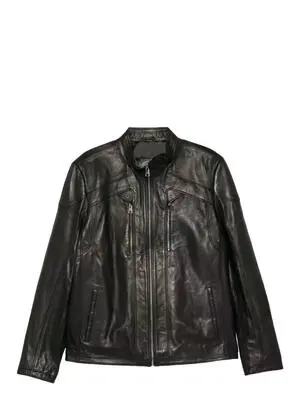 SERGIO MORETTI FIRENZE Zip-up Leather Jacket - Black