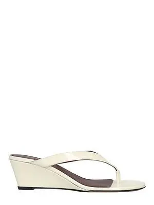 NEOUS Leather Wedge Thong Sandals - Bone