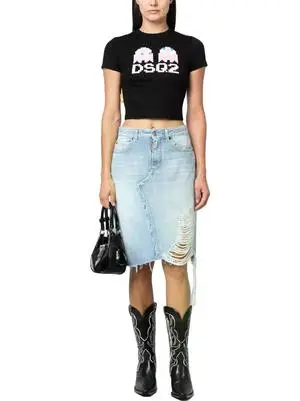 Dsquared2 X Pac-man Graphic Cropped T-shirt - Black