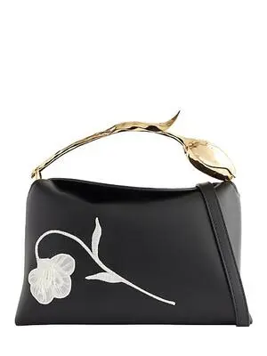 Erdem Midi Bloom Leather Top-handle Bag - Black