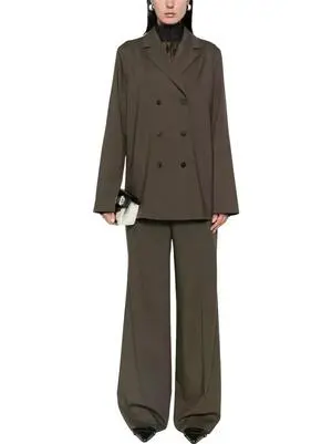 RÓHE Earth Virgin Wool Double-breasted Tailored Blazer - Brown