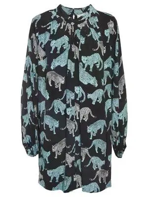 Diane Von Furstenberg Leopard-print Mini Dress - Black