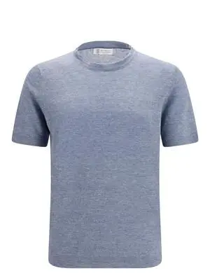 Brunello Cucinelli Linen And Cotton Crewneck T-shirt - Blue