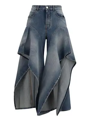Alaïa Faded Ruffled Jeans - Blue