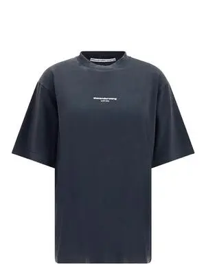 Alexander Wang Short Sleeve T-shirt With Central Logo - Gray