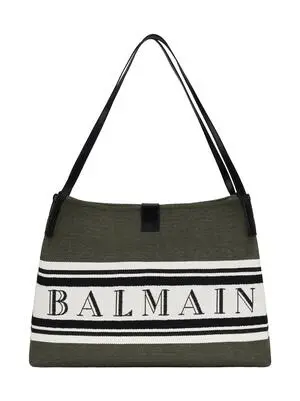 Balmain Medium Release Canvas And Leather Tote - Black