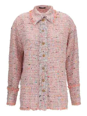 Balmain Balmain Tweed Shirt With Lion Head Buttons Multicolor