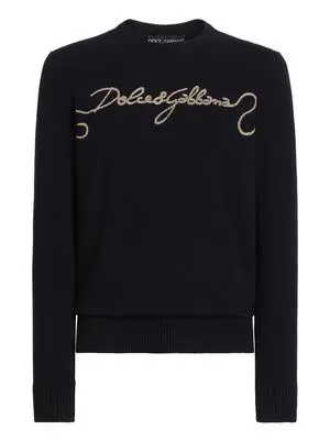 Dolce & Gabbana Embroidered Knit Pullover - Blue