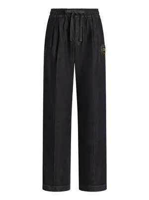 Dolce & Gabbana Denim Joggers With Patch - Multicolor