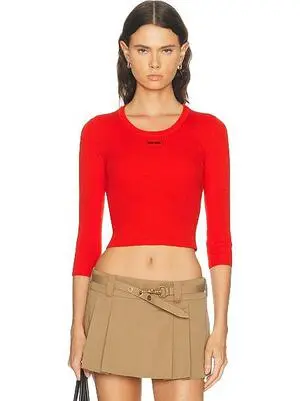 Miu Miu Ribbed Knit Cropped Top - Arancio