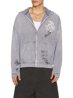 PALY HOLLYWOOD Carrying The Message Zip Hooded Sweatshirt - Grey